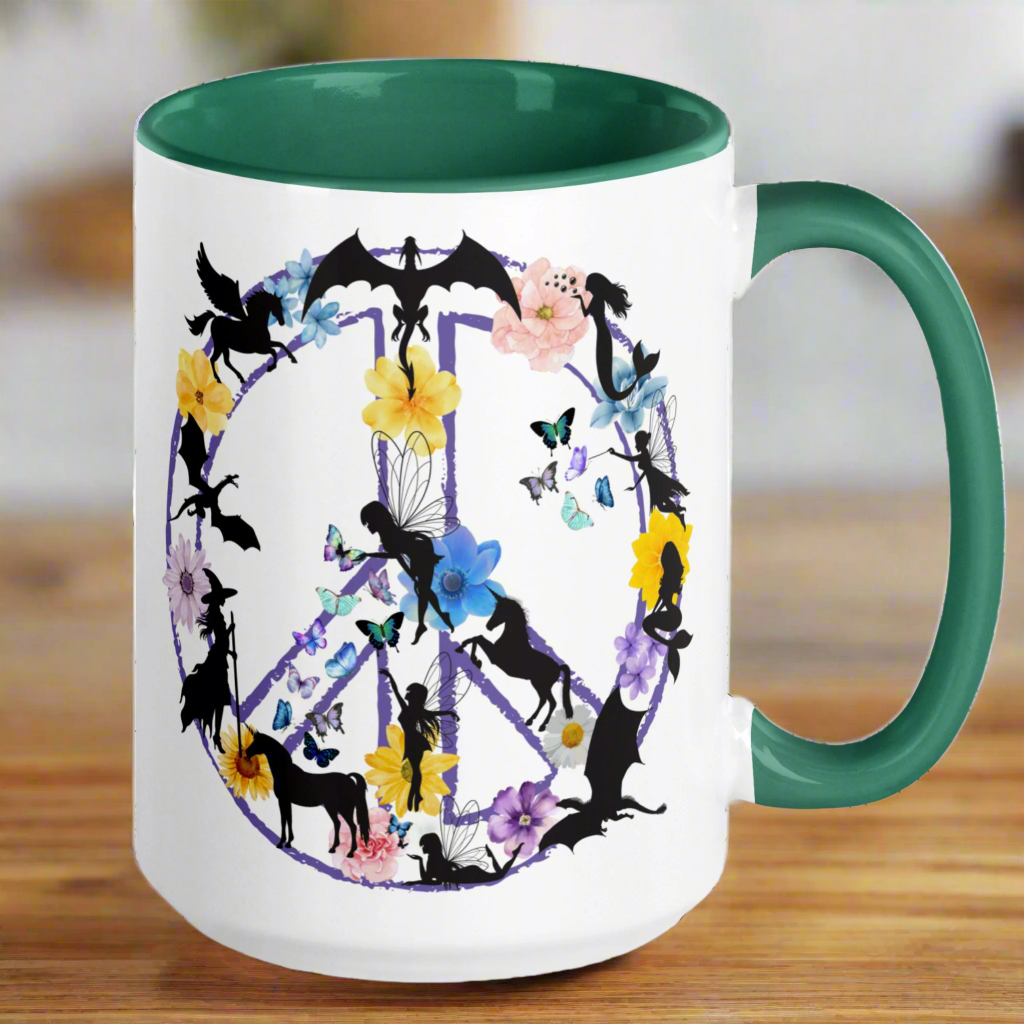 VIntage Fantasy Peace Sign Mug – Mythical Accessories Emporium