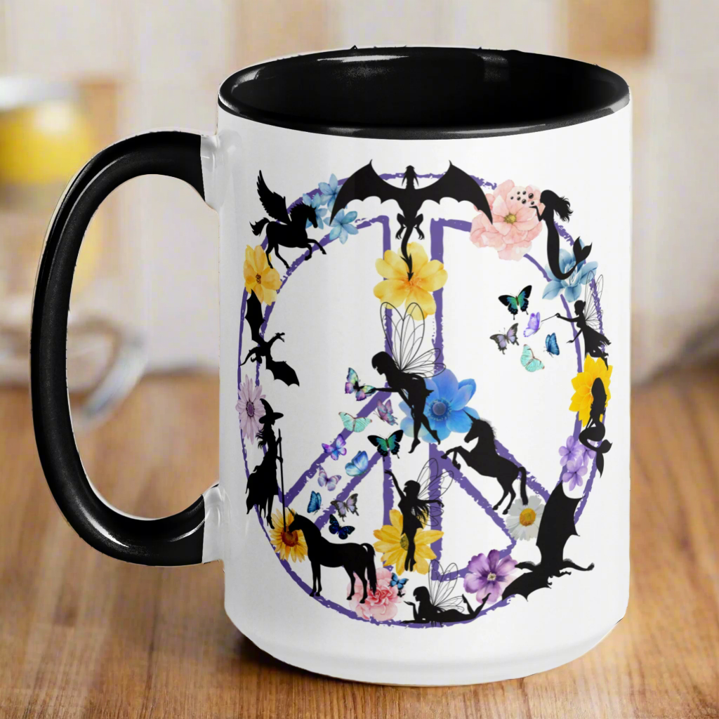VIntage Fantasy Peace Sign Mug – Mythical Accessories Emporium
