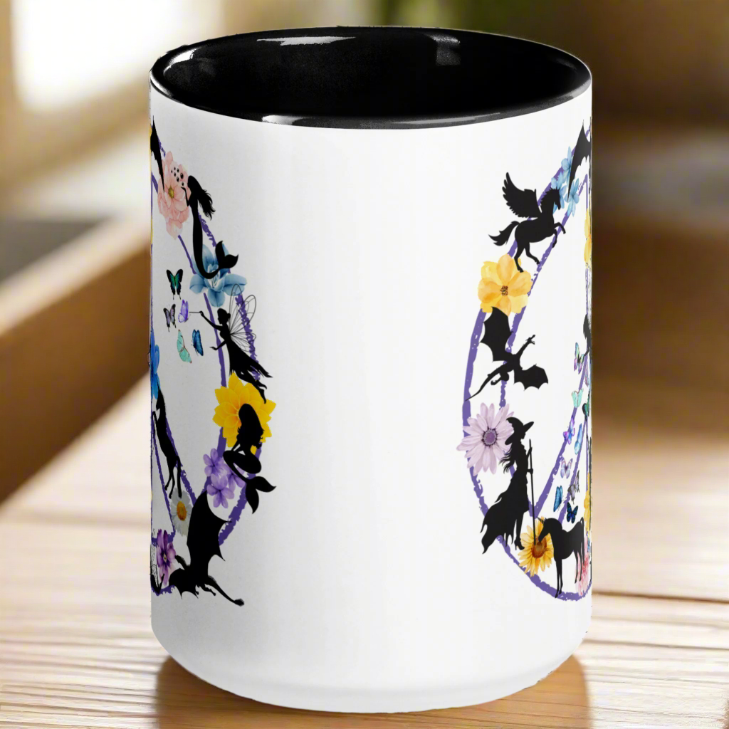 VIntage Fantasy Peace Sign Mug – Mythical Accessories Emporium